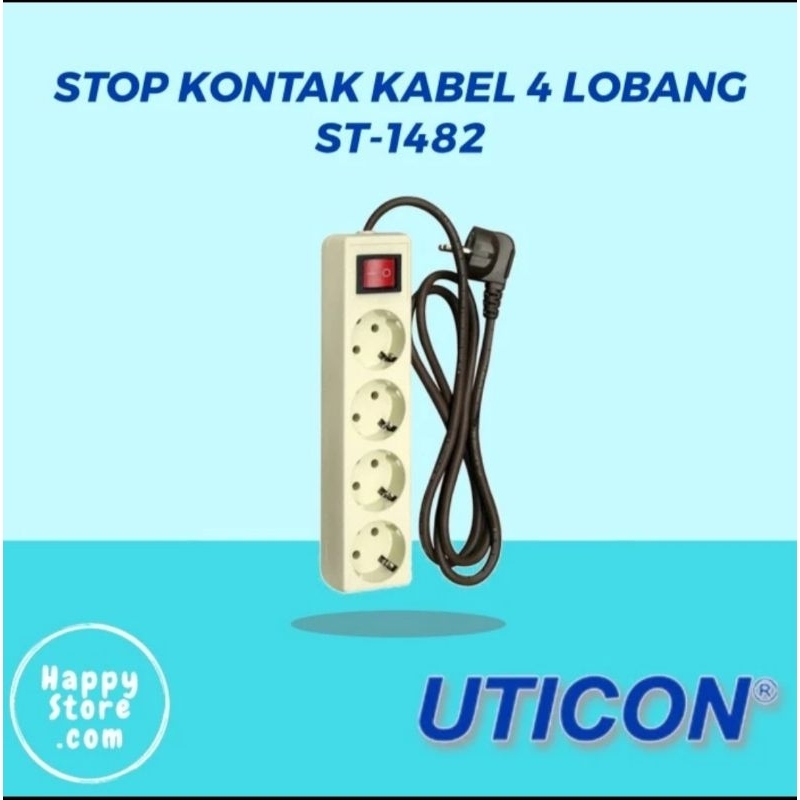 Jual Stop Kontak Kabel UTICON 4 Lobang 1.5 Meter ST-1482 | Shopee Indonesia