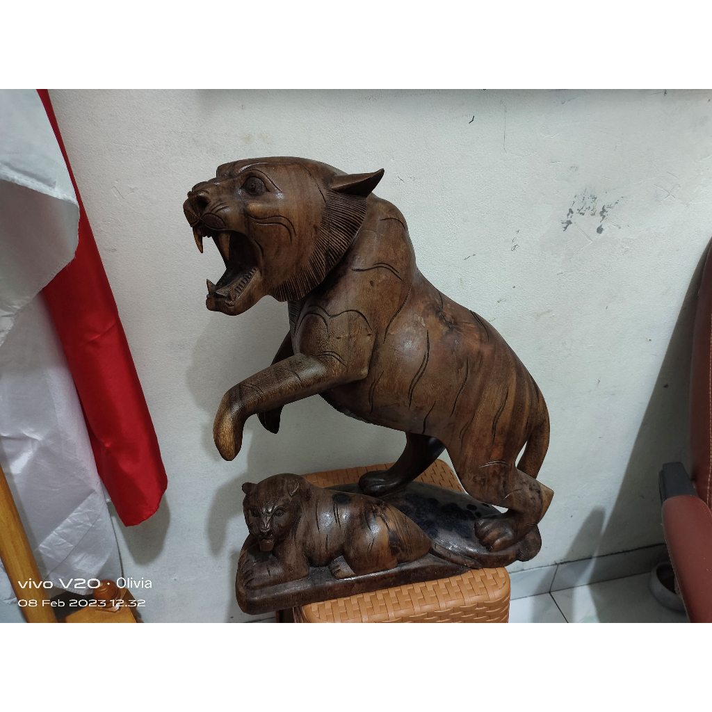 Jual Patung Kayu Harimau Kuno Jadul Antik | Shopee Indonesia