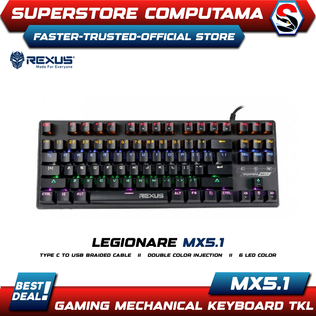 Jual Rexus MX5.1 TKL Legionare Mechanical Gaming Keyboard - RX-MX5.1 ...