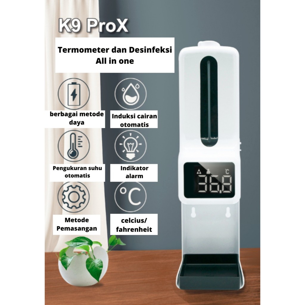 Jual Termometer dan Pembersih tangan Automatic Infrared K9 Pro X Thermometer&DispenserHand ...