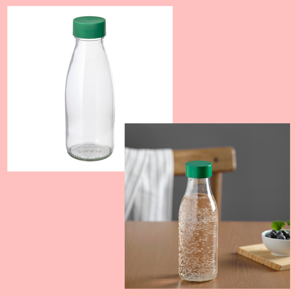Jual SPARTANSK Botol air, kaca bening/hijau, 0.5 l, botol air kaca ...