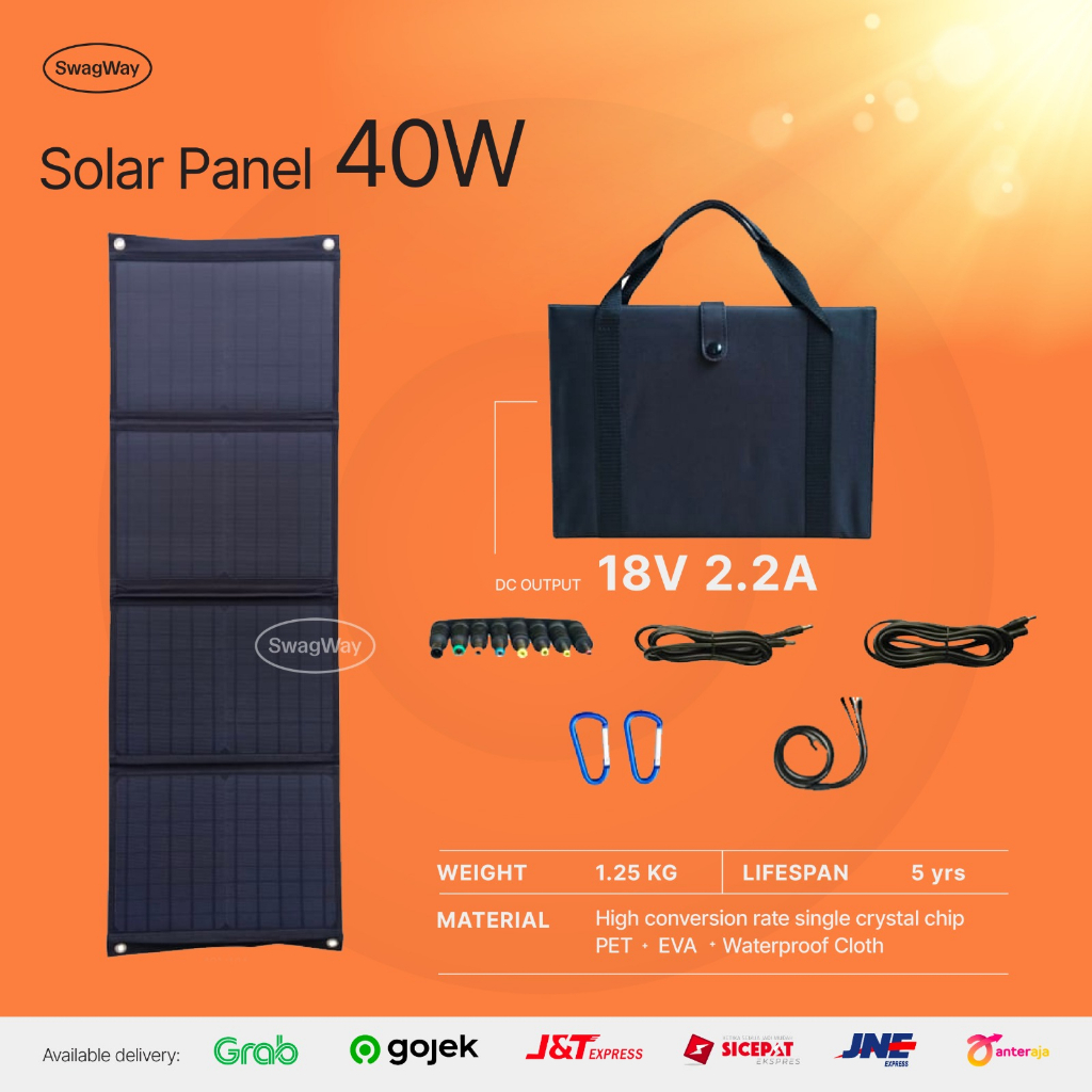 Jual Charger Solar Cell Tenaga Surya Portable Lipat 40W Panel Fast ...