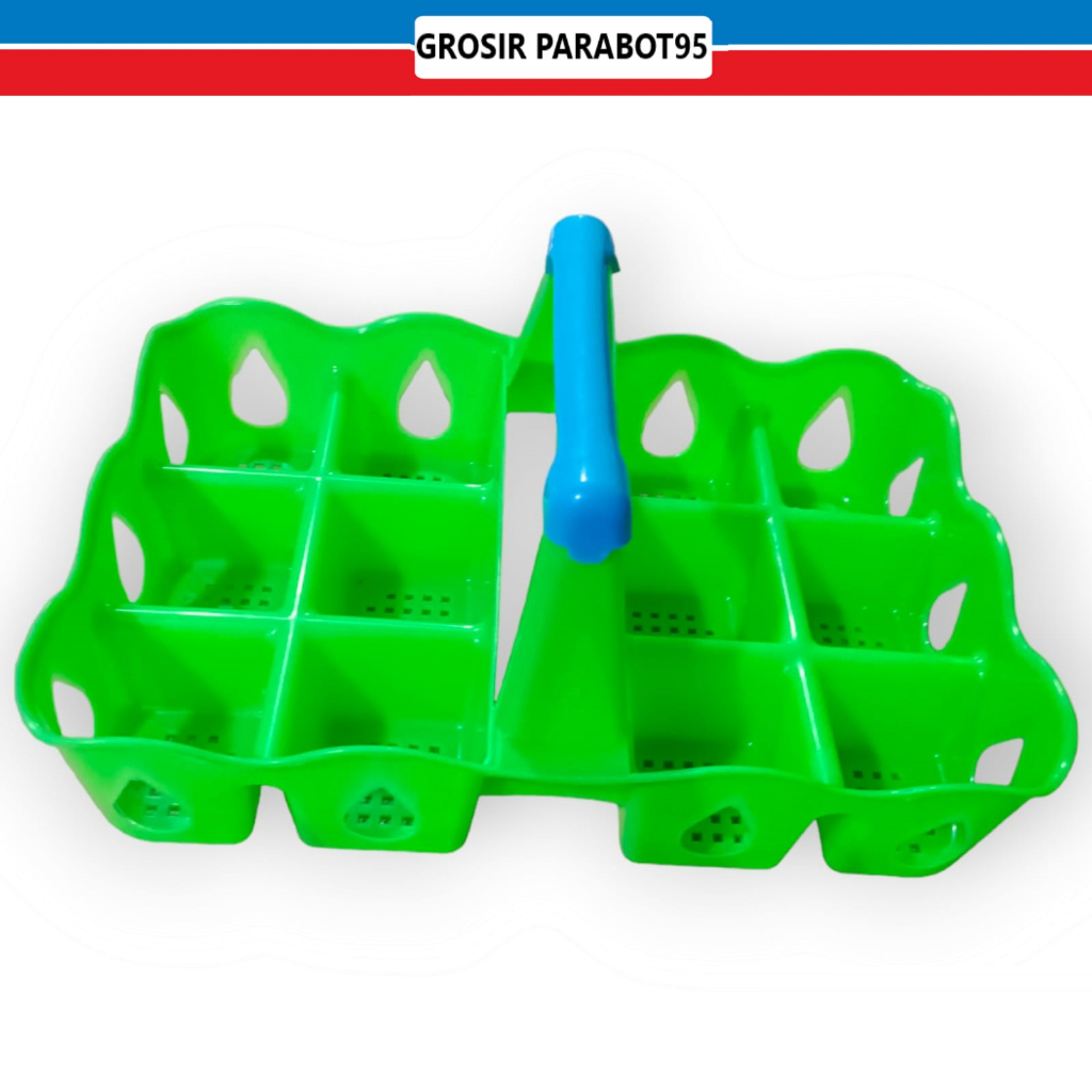 Jual TEMPAT AQUA GELAS stainles ISI 16 / TEMPAT GELAS PLASTIK isi 10 ...