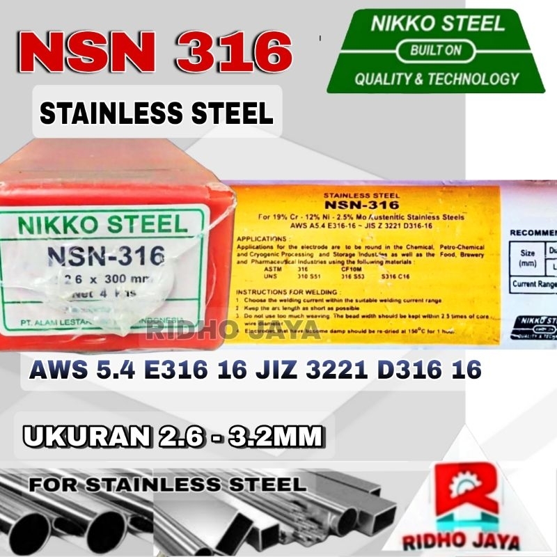 Jual Kawat Las Stainless NIKKO STEEL NSN 316 / NSN-316 2,6 3,2 mm ...