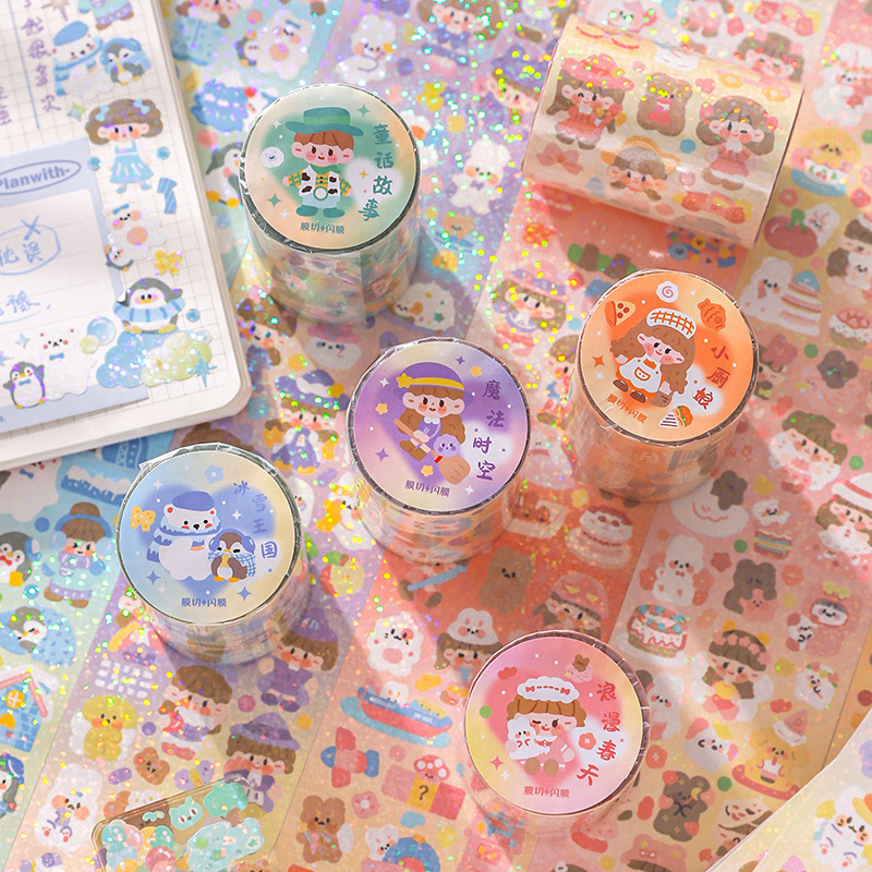 Jual Yu Xian Little Heart Journey Hologram Roll Deco Stickers - Sticker ...