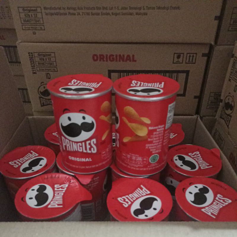 Jual Pringles mini original/sour 1 dus isi 12 pcs @42gr, ed. Maret 2026 ...