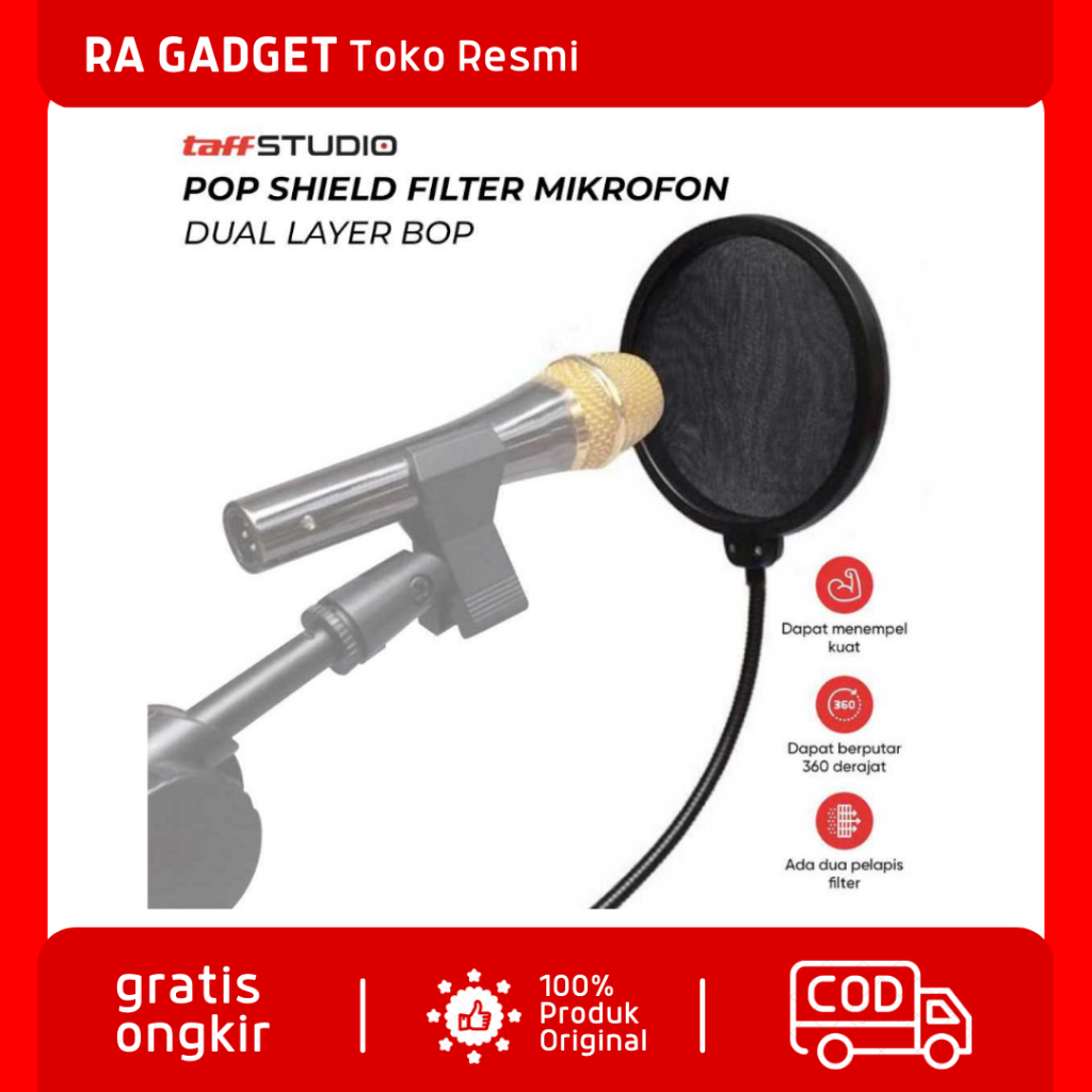 Jual Pop Shield Filter Mikrofon Dual Double Layer BOP Windscreen / Pop ...