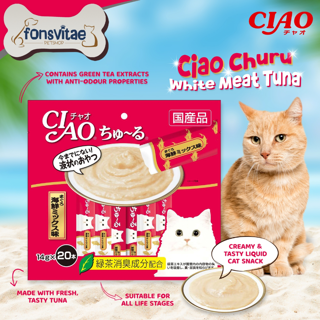 Jual Ciao Churu White Meat Tuna Snack Kucing isi 20 pcs - Snack Kucing | Shopee Indonesia