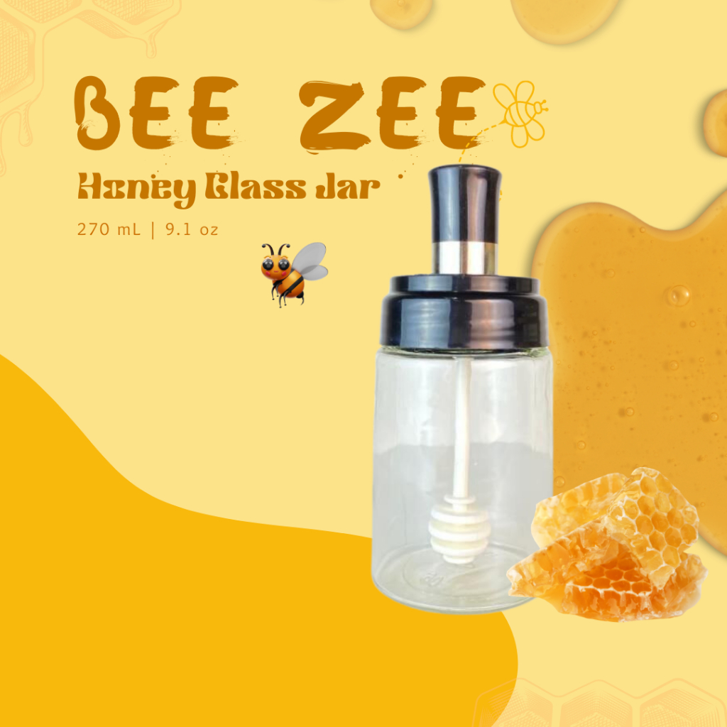 Jual BEE ZEE Honey Glass Jar | Jar Kaca Madu dengan Honey Dipper | Shopee Indonesia