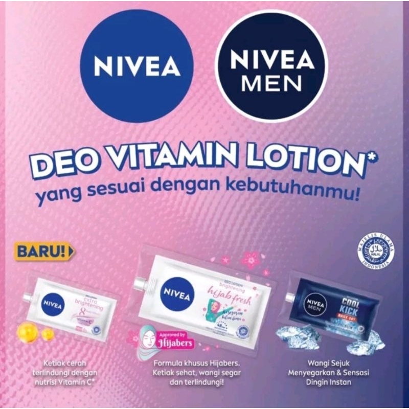 Jual Nivea Deo Lotion Sachet Deodorant saset extra brightening / Hijab ...