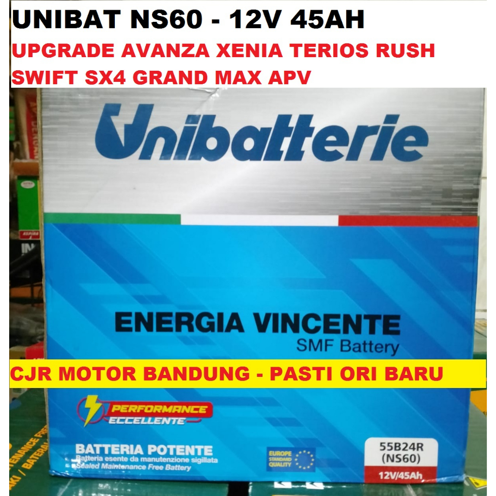 Jual Aki Kering NS60 45AH UNIBAT mobil AVANZA VELOZ XENIA GRAND MAX APV | Shopee Indonesia