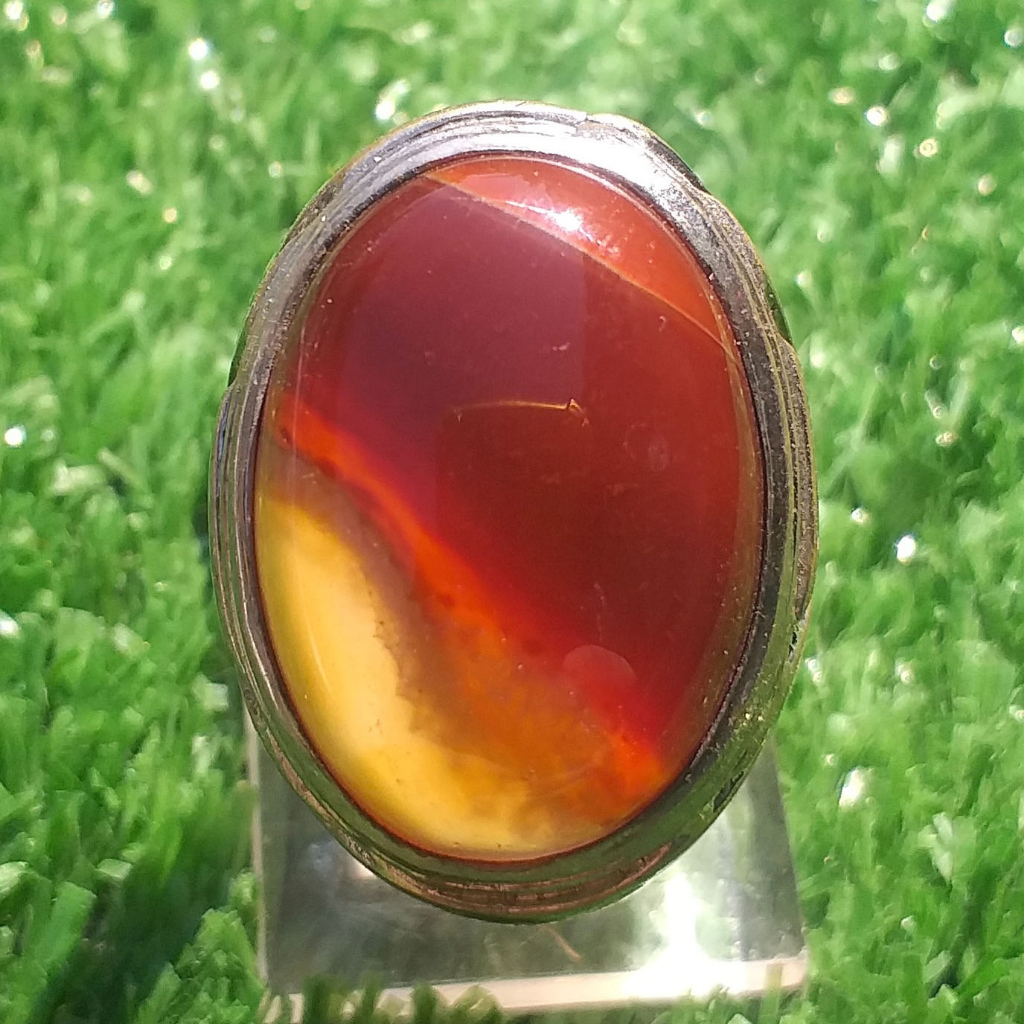 Jual Batu Akik Asli Cempaka Merah Kristal Selendang Kuning Solid Unik ...