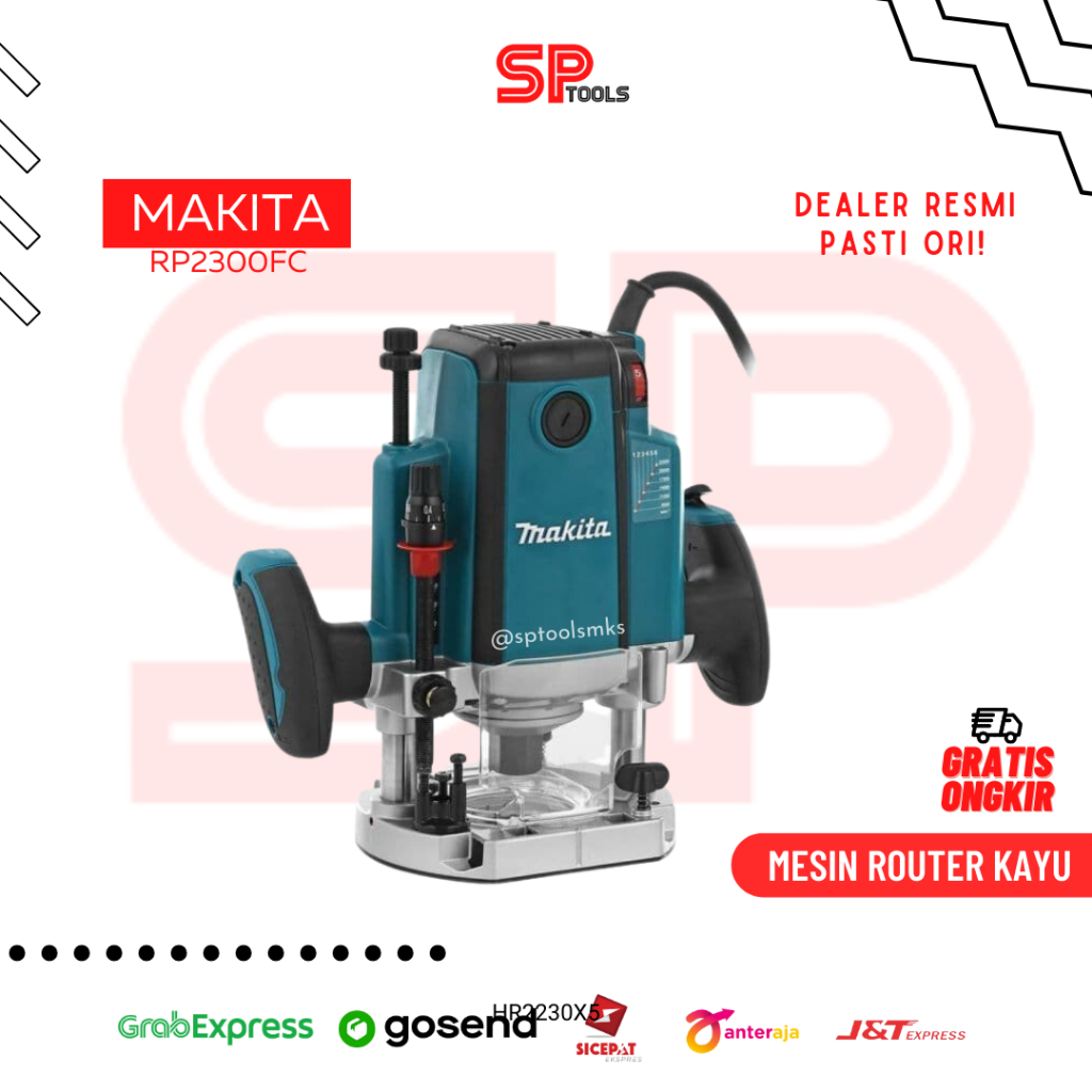 Jual MESIN ROUTER PROFIL TRIMMER KAYU 12MM 1/2" MAKITA RP2300FC RP 2300 ...