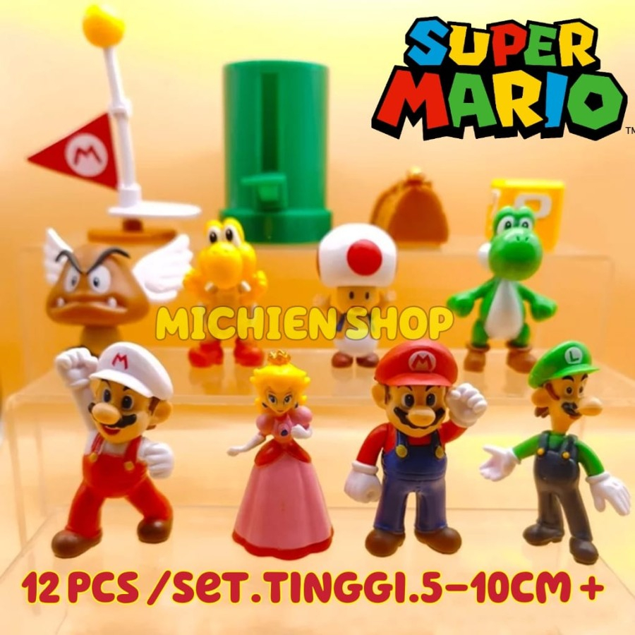 Jual ACTION FIGURE SUPER MARIO BROS SET 12 / 18 PCS MAINAN TOPPER CAKE ...