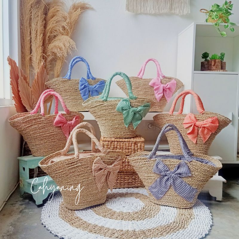 Jual READY. Tas Pandan Pita / Tas Anyaman / Tas Piknik / Tas Pantai ...