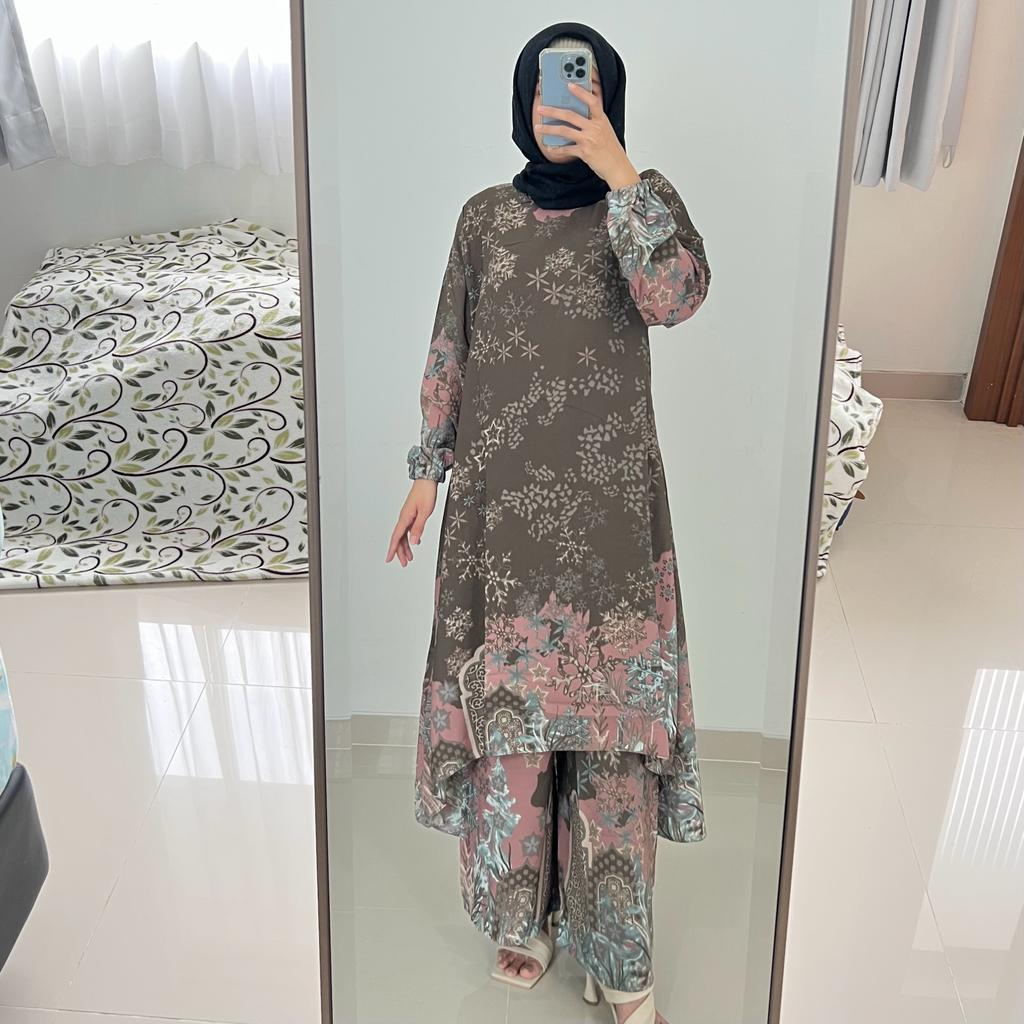 Jual Setelan Gamis Kanaya - Gamis Serut Pesta Raya Syari wanita Casual ...