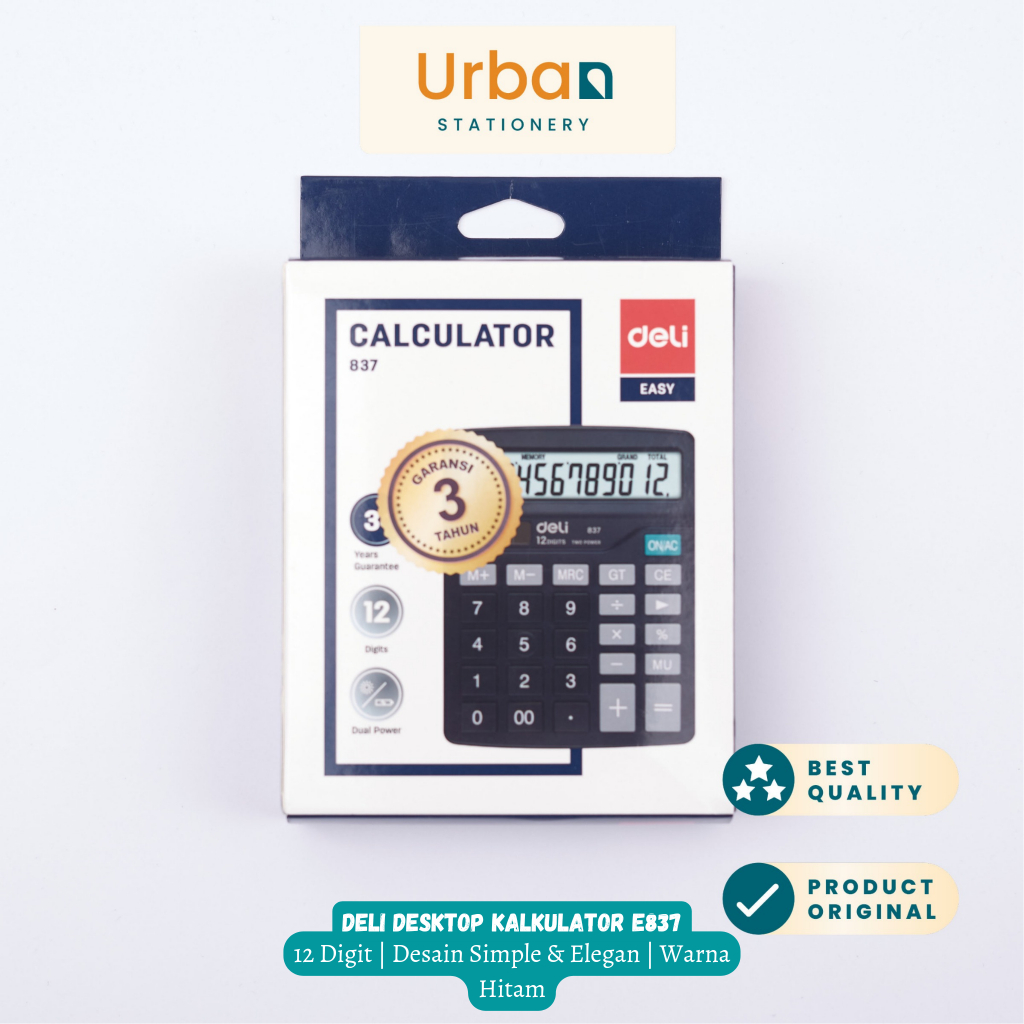 Jual Deli Desktop Kalkulator Plastik 12 digit E837 | Shopee Indonesia