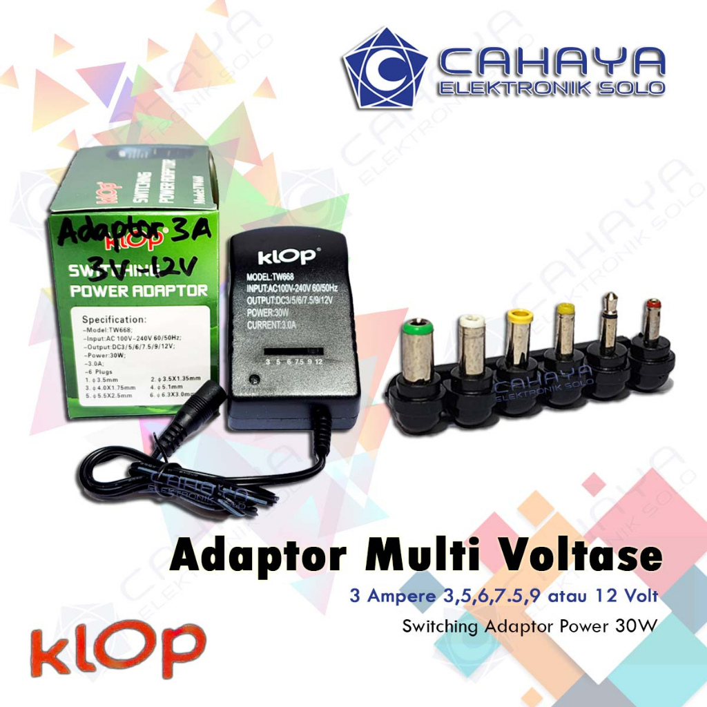 Jual Adaptor 3A Universal 3v 5v 6v 7,5v 9v 12v Volt DC Power Supply ...