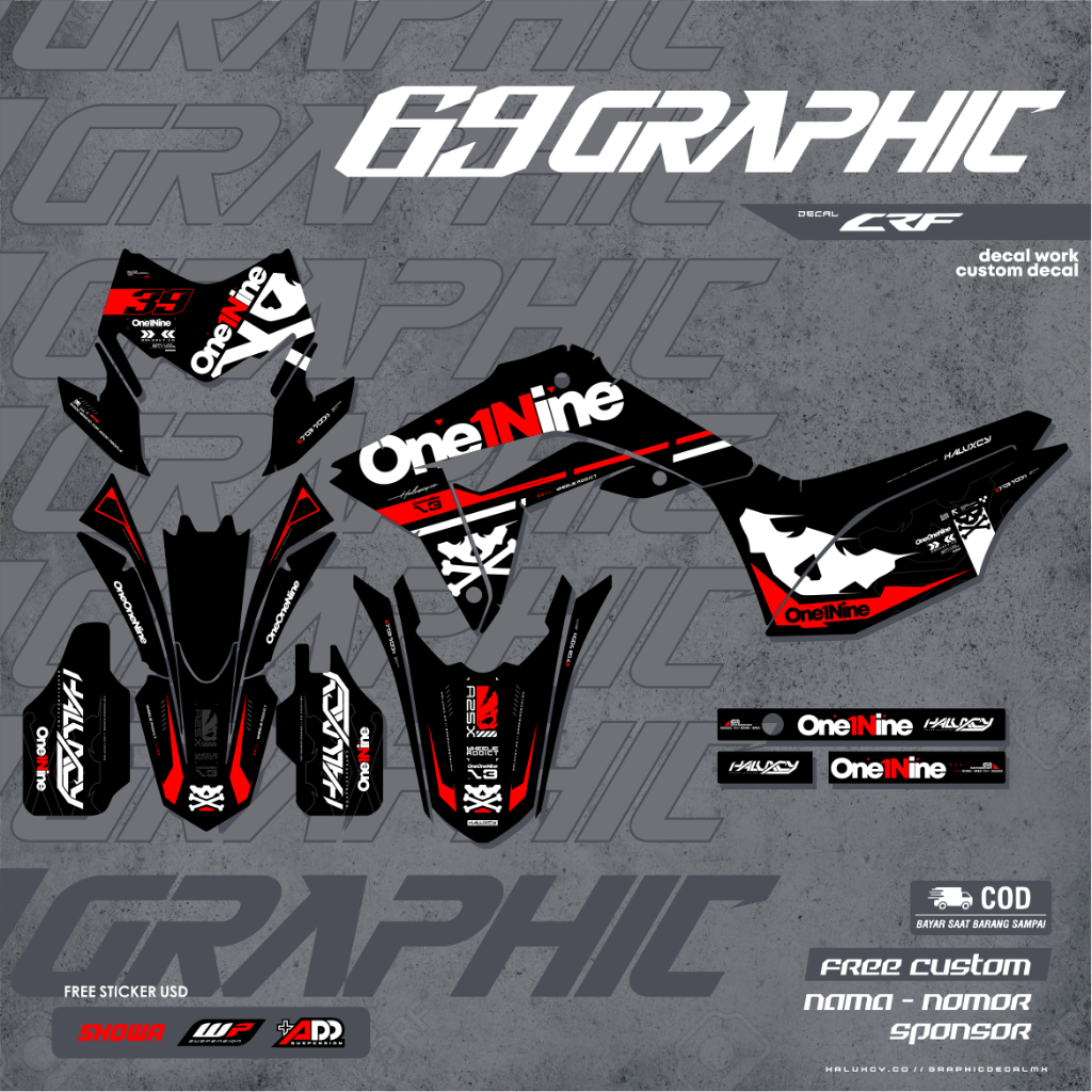 Jual DECAL CRF 150 L SUPERMOTO FULL BODY HITAM SUPER GLOSSY DOFF DESAIN ...