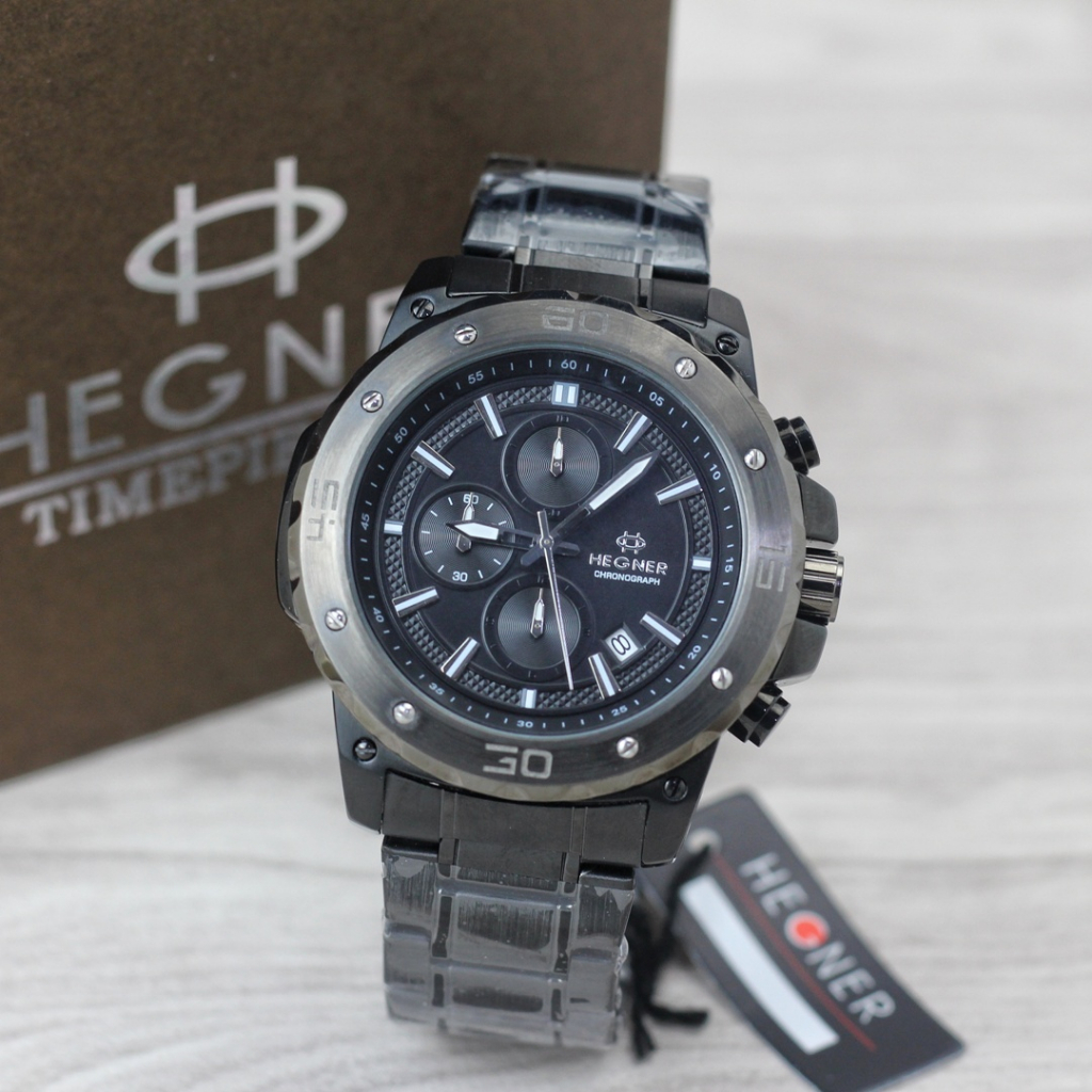 Jual Jam Tangan Pria Bisnis Hegner 1684 Analog Chrono Aktif Stainless ...
