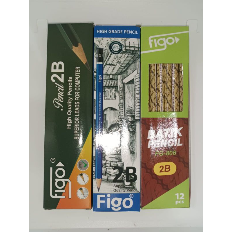 Jual PENSIL KAYU HITAM 2B HIJAU BIRU BATIK BIASA MURAH MEREK FIGO 1 PAK ...
