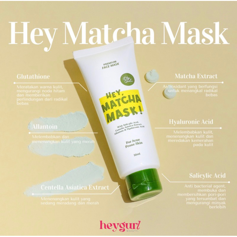 Jual [READY] HEYGURL MASK DELIMA MATCHA PREMIUM FACE MASK HEY MATCHA ...