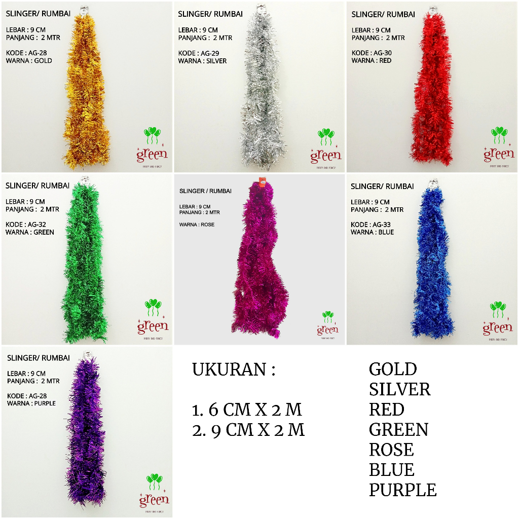 Jual Slinger polos Slinger warna Tinsel Rumbai polos Hiasan parcel ...