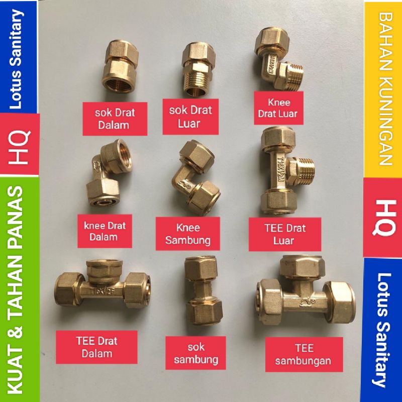 Jual TEE , KNEE , SOK NEPEL SOCK instalasi water heater sambungan pipa air panas bahan Kuningan ...