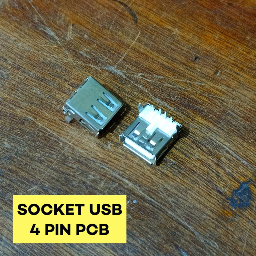 Jual Socket USB 2.0 Type A Female 4Pin PCB Mount Tekuk 90 Konektor ...