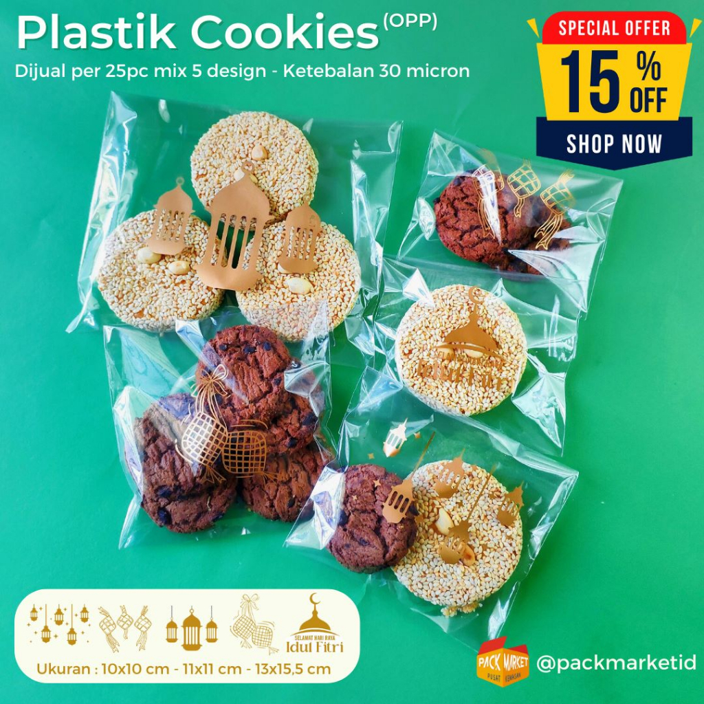 Jual Plastik Cookies / Plastik Opp 3 ukuran, 1 pak isi 25pc | Shopee ...