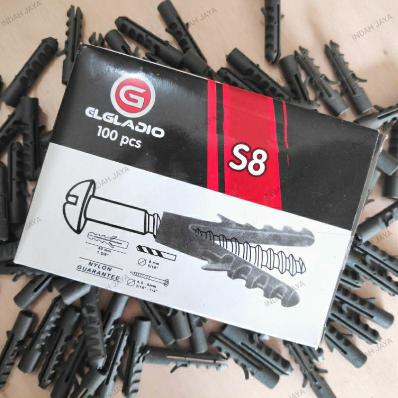 Jual Screw Fastener Pengencang Sekrup Skrup Angkur Nylon S8 Beton Batu ...