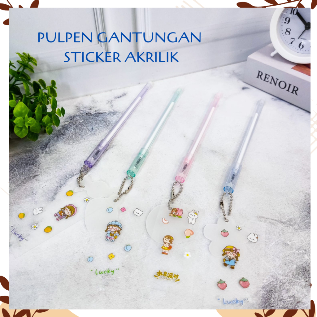 Jual PULPEN GANTUNGAN STICKER AKRILIK PEN GEL PENA KARAKTER BOLPEN LUCU ...