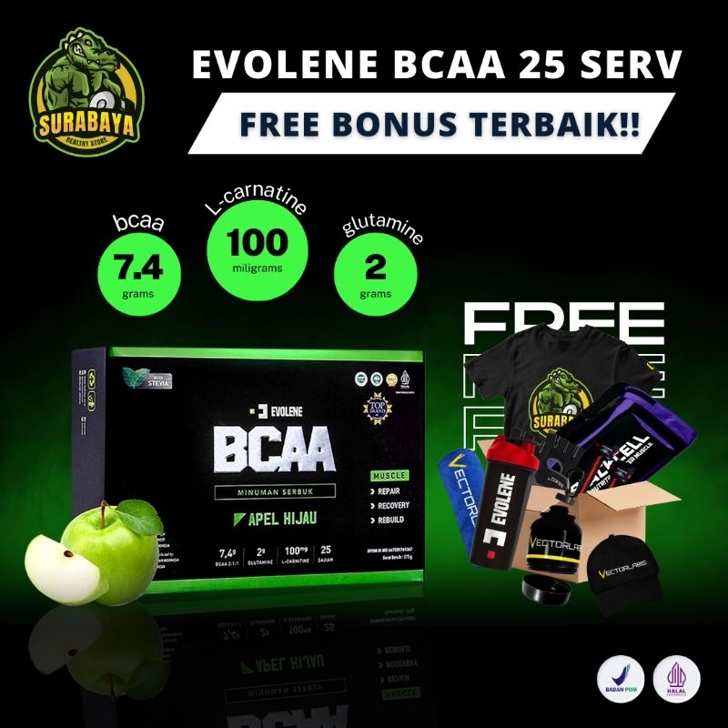Jual Evolene BCAA 25 sachet Evo BCAA plus fat burner dan glutamine 25 serving asam amino from ...