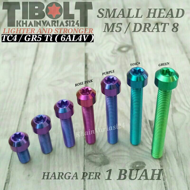 Jual Baut Titanium gr5 Small head M5 DRAT 8 M5 x 5 10 15 20 25 30 35 40 | Shopee Indonesia