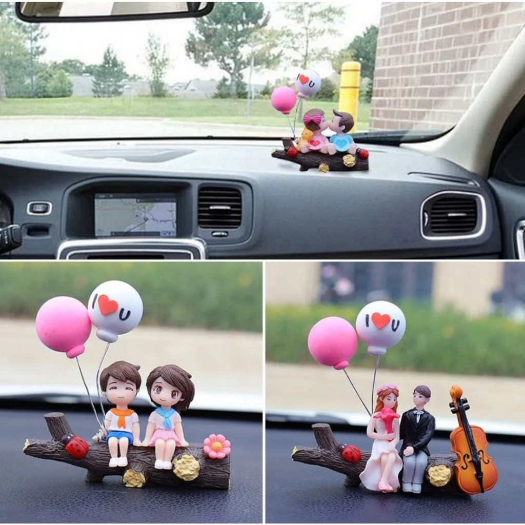 Jual (PST A) Pajangan Dashboard Mobil Cute Couple Duduk Di Dahan Pohon ...