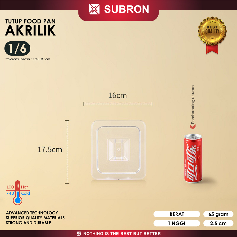 Jual SUBRON Tutup Gastronom Food Pan Akrilik 1/6 Wadah Penyimpanan ...