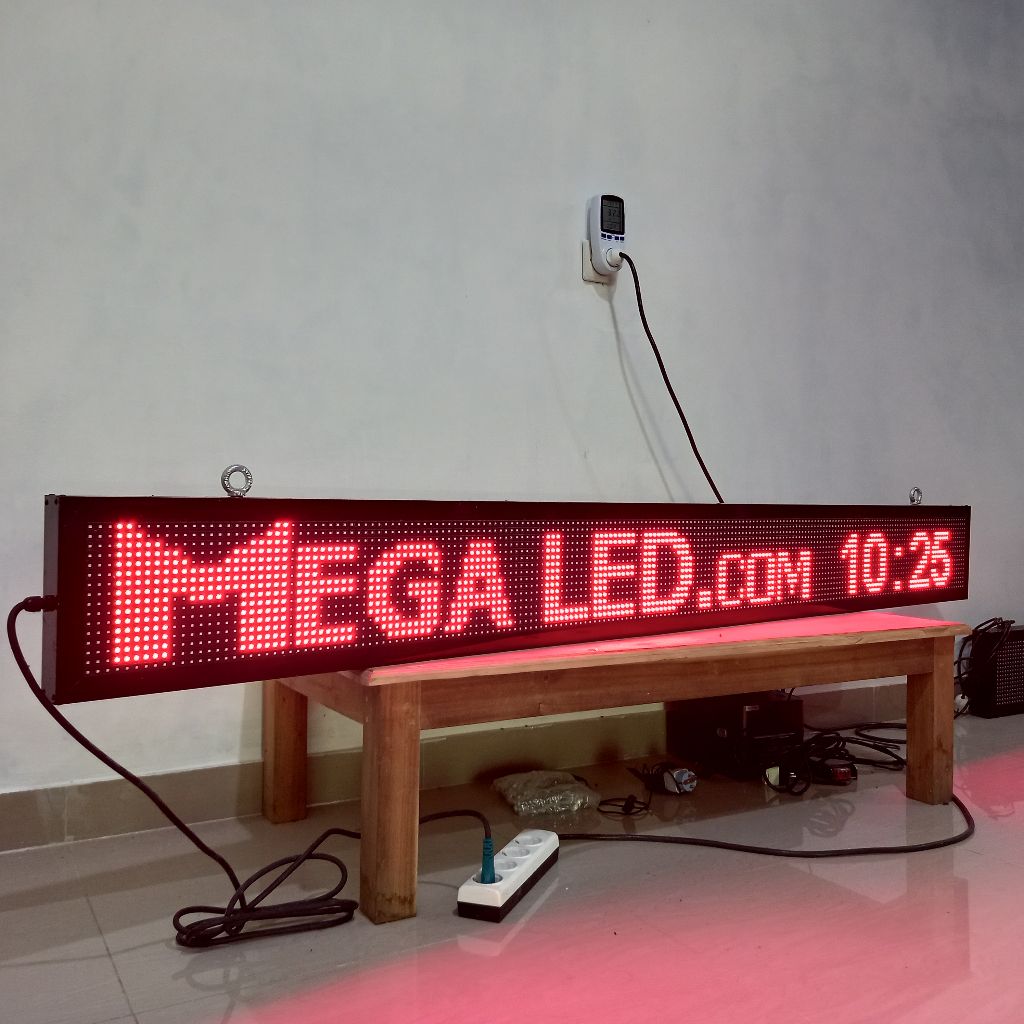 Jual running text outdoor merah hijau biru putih 200cm x20 cm LED SMD ...