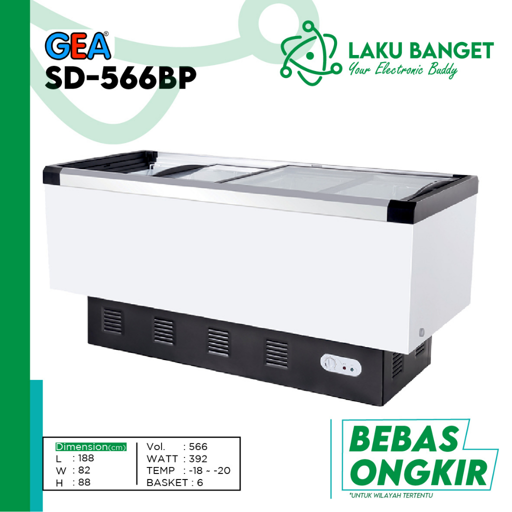 Jual GEA Sliding Flat Glass Freezer SD-566BP / Kulkas Frezer Pembeku ...