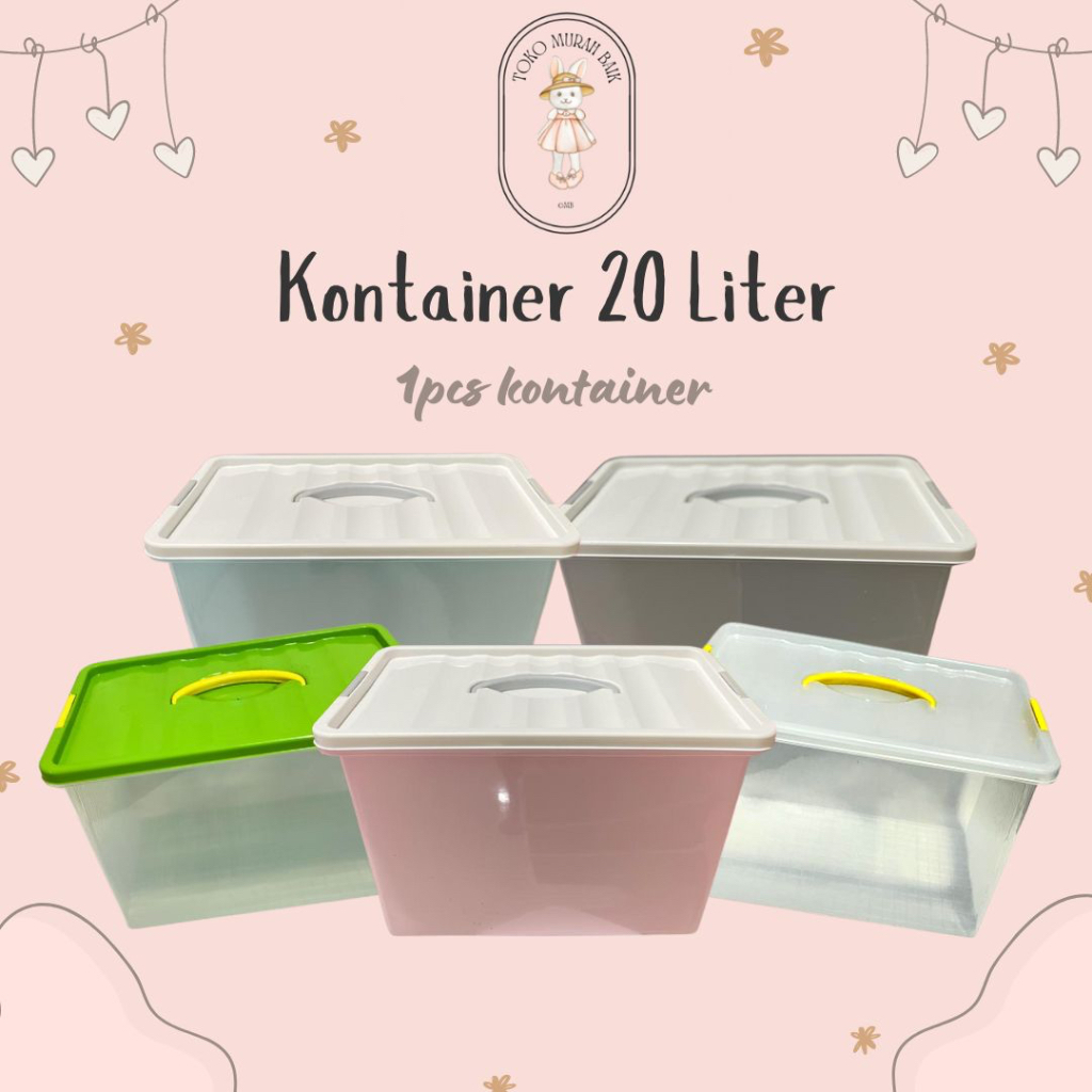 Jual KONTAINER BOX 20 LITER HANDLE - BOX PLASTIK PENYIMPANAN ...