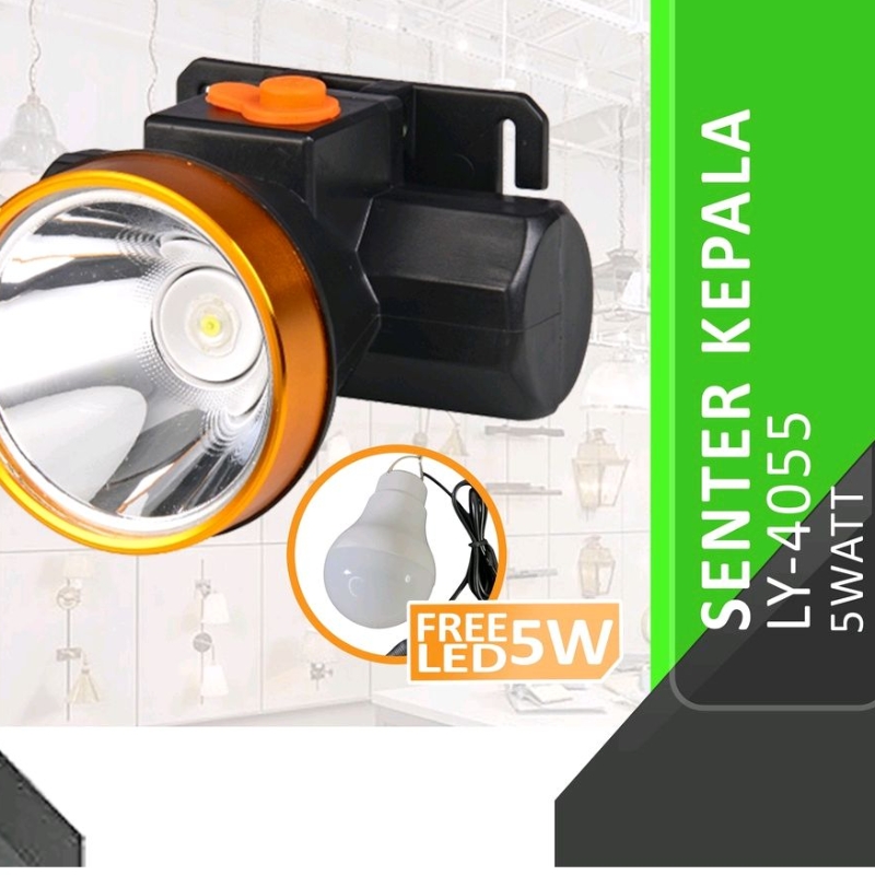 Jual Senter Kepala 5WATT (LED SUPER HEADLIGHT) FREE LED 5WATT LY-4055 WHITE KAWACHI | Shopee ...