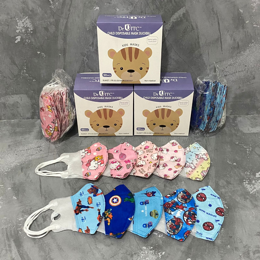 Jual MASKER DUCKBILL ANAK ISI 50 CORAK motif/ Masker anak duckbill isi ...