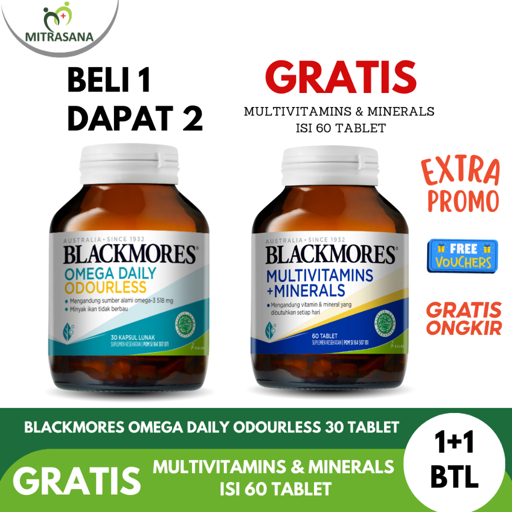 Jual Blackmores Omega Daily Odourless (30) Gratis Blackmores Multivitamins Dan Minerals 60 ...