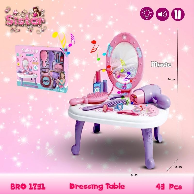 Jual Mainan Meja Rias Make Up Dandan Dandanan BRO 1731 | Shopee Indonesia