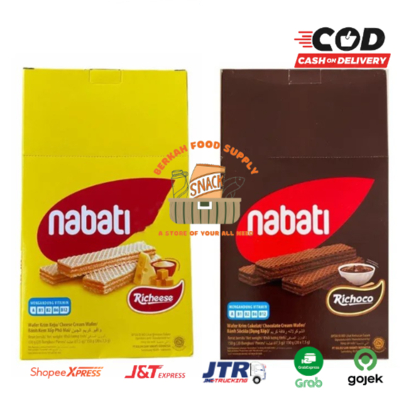 Jual ( BERKAH ) Richeese NABATI Wafer Keju Coklat BOX isi 20 pcs x 6gr Snack Keju Richeese Snack ...