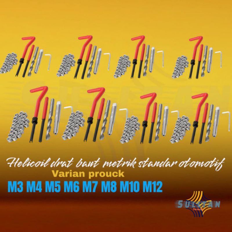 Jual recoil helicoil set lengkap varian M3 m4 m5 m6 m7 m8 m10 m12 ...