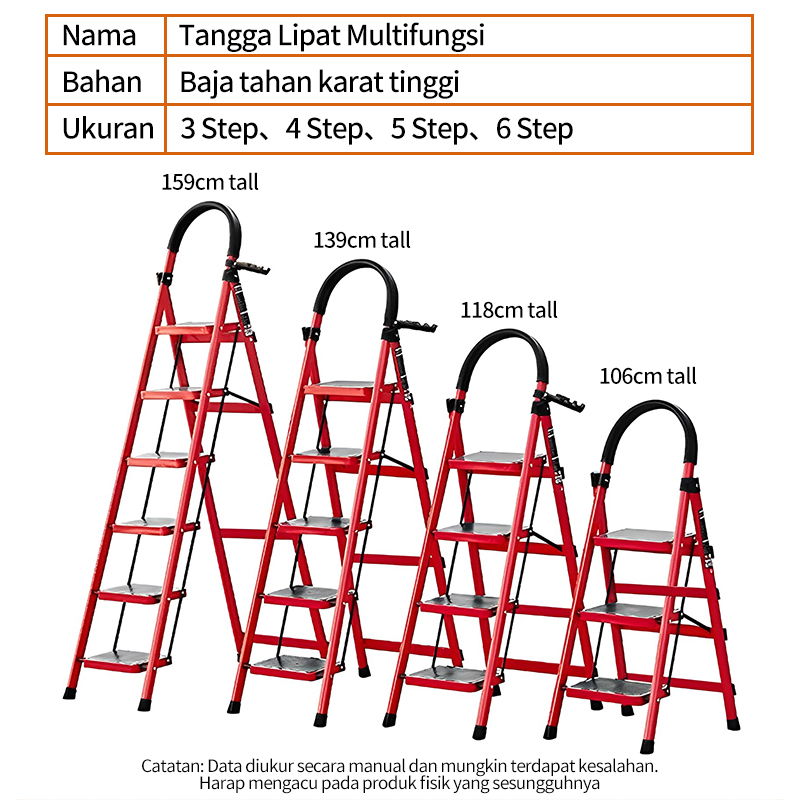 Jual Tangga Lipat Rumah Besi Lipat 2/3/4/5/6 Step/ Tangga Lipat Aluminium 6 Step Premium untuk ...