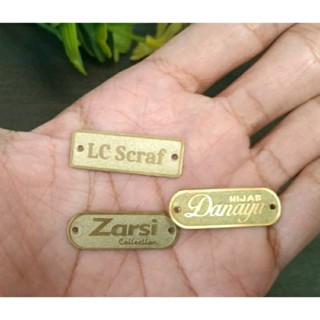 Jual Label Besi Kuningan Plat Hijab Custom bahan logam 100 pcs | Shopee ...