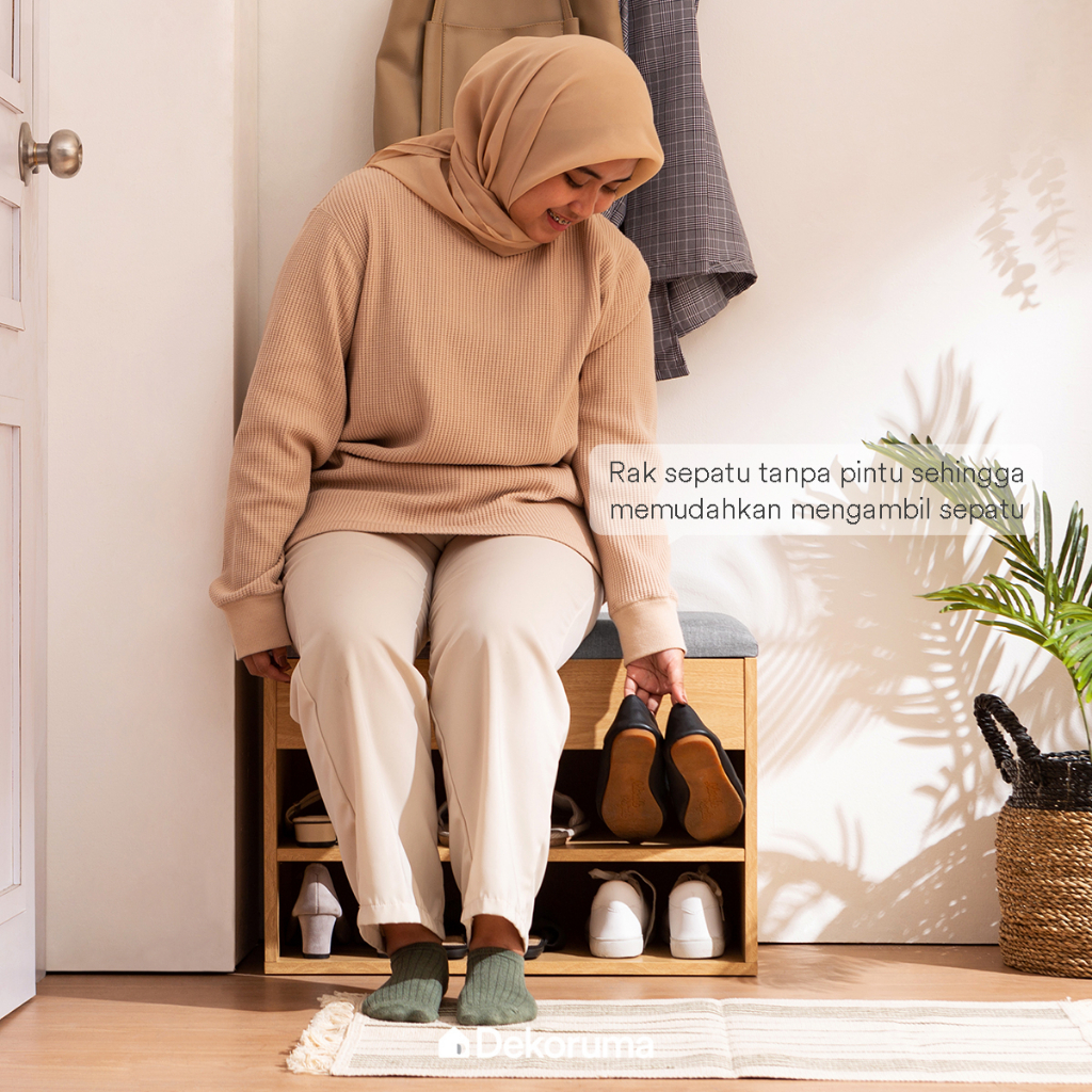 Jual Dekoruma YISU Rak Sepatu Kayu 2 Tingkat / Shoe Cabinet Minimalis ...