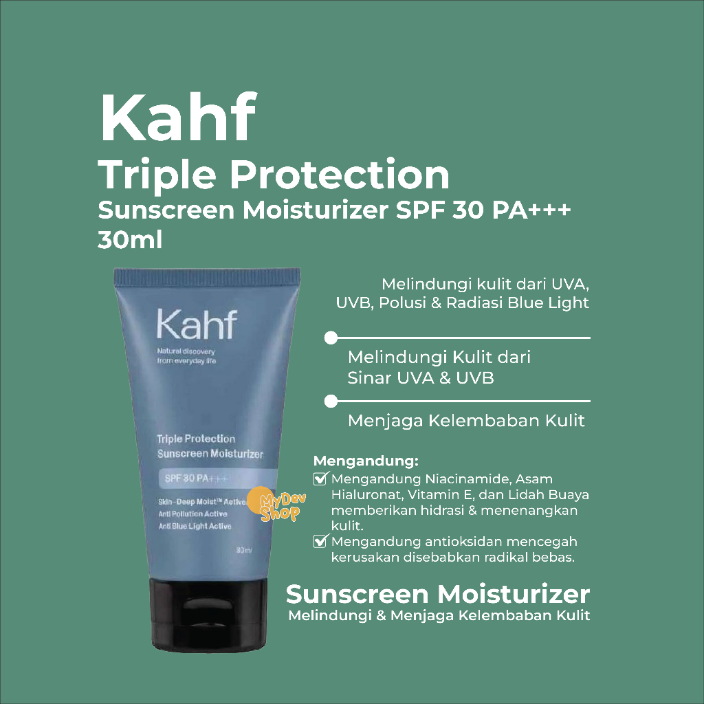 Jual Kahf Triple Protection Sunscreen Moisturizer SPF 30 PA+++ 30 ml ...