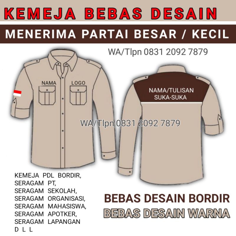 Jual kemeja bordir costum seragam bordir pdh pdl | Shopee Indonesia